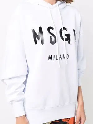 MSGM Logo-print Cotton Hoodie - White