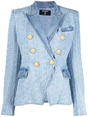 Balmain Logo-print Denim Blazer