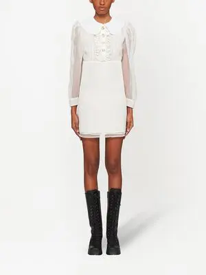 miu miu green organza mini dress Miu Miu Crepe de Chine Mini-dress, Woman, Green/white, Size 42