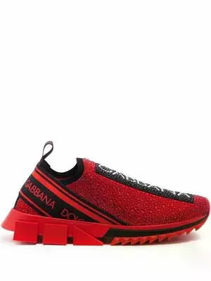 Dolce & Gabbana Sorrento Rhinestone-embellished Sneakers - Red
