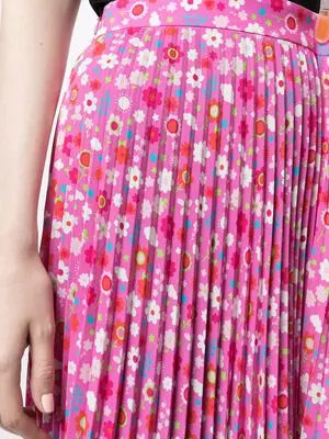 Balenciaga Floral-print Asymmetric Pleated Skirt
