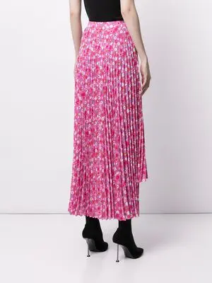 Balenciaga Floral-print Asymmetric Pleated Skirt