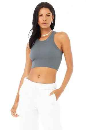 Alo Yoga ALO Seamless Delight High Neck Tank Steel Blue