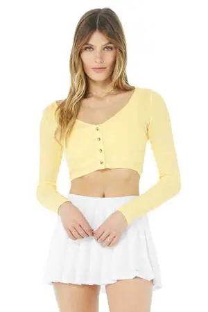 Alo Yoga ALO Ribbed Cropped Cardigan Top Buttercup