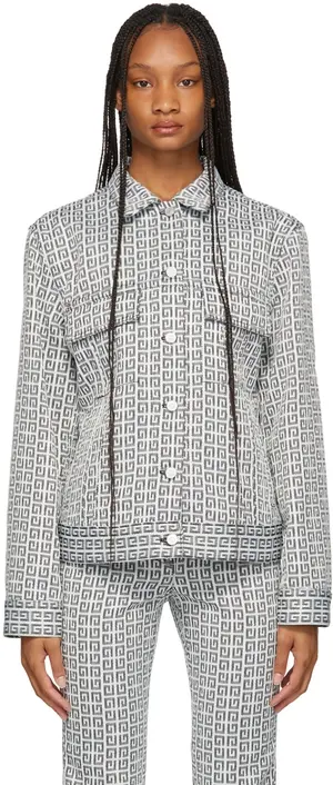 Givenchy Givenchy Black & White Denim Jacquard 4G Jacket - 004 Black/white