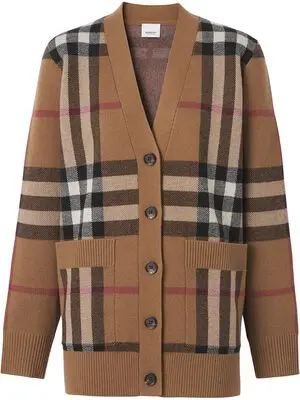 Burberry Checked Wool-cashmere Cardigan