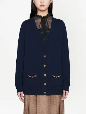 Gucci Chain-trim Button-front Knitted Cardigan