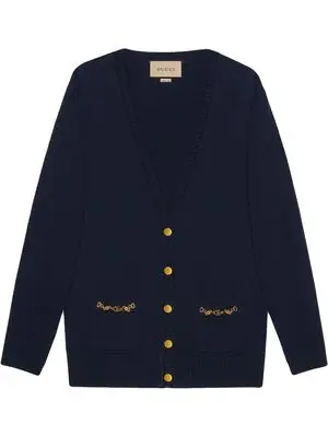 Gucci Chain-trim Button-front Knitted Cardigan