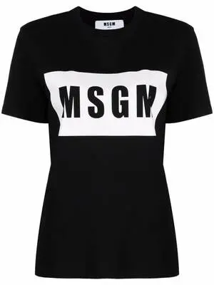 MSGM Logo-print Cotton T-shirt - Black