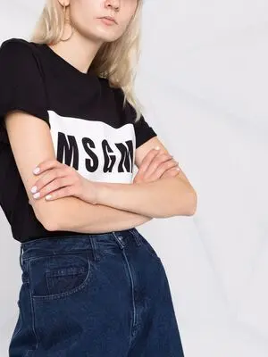 MSGM Logo-print Cotton T-shirt - Black