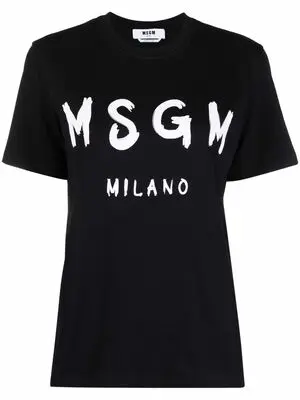 MSGM Logo-print Short-sleeved T-shirt - Black
