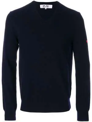 Play Comme Des Garcon Heart-patch Sweater - Blue