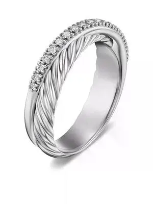 David Yurman Sterling Crossover Diamond Ring - Silver