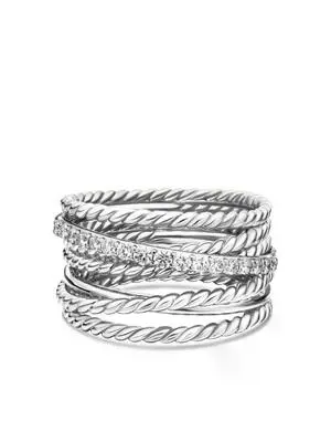 David Yurman Sterling Crossover Diamond Ring - Silver