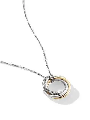 David Yurman 14kt Yellow Gold And Sterling Crossover Pendant Necklace - Silver