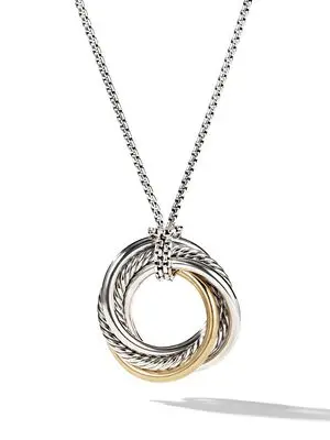 David Yurman 14kt Yellow Gold And Sterling Crossover Pendant Necklace - Silver