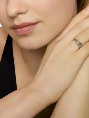 David Yurman 18k Yellow Gold And Sterling X Crossover Band Ring