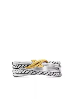 David Yurman 18k Yellow Gold And Sterling X Crossover Band Ring