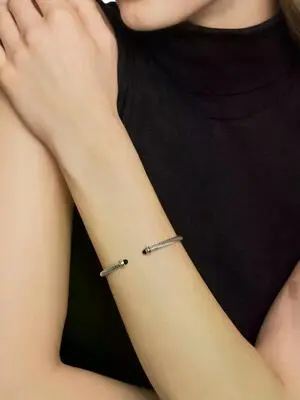 David Yurman 18kt Yellow Gold And Sterling Classic Cable Bracelet - Silver