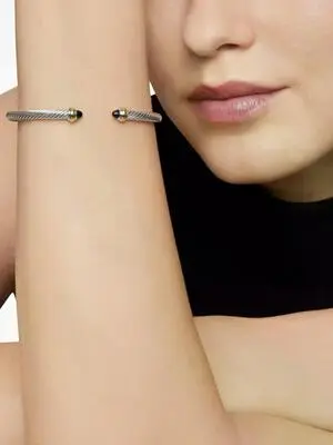 David Yurman 18kt Yellow Gold And Sterling Classic Cable Bracelet - Silver