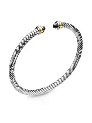 David Yurman 18kt Yellow Gold And Sterling Classic Cable Bracelet - Silver
