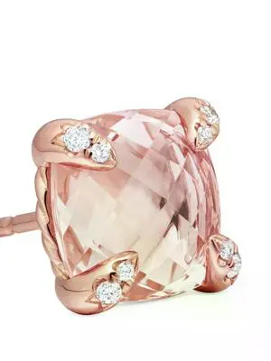 David Yurman 18kt Rose Gold Chatelaine Morganite And Diamond Stud Earrings - Pink