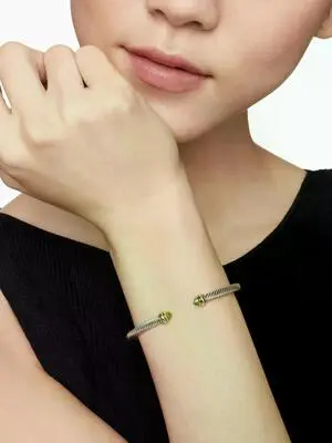 David Yurman 18kt Yellow Gold And Sterling Classic Cable Bracelet - Silver