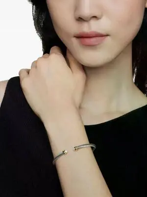 David Yurman 18kt Yellow Gold And Sterling Classic Cable Bracelet - Silver