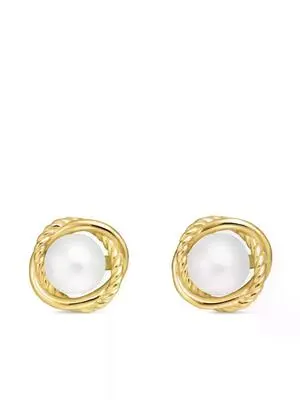 David Yurman David Yurman 18kt Yellow Gold Crossover Infinity Pearl Stud Earrings Gold