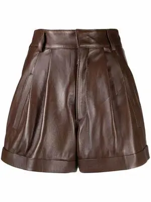 MANOKHI Jett Leather Shorts - Brown