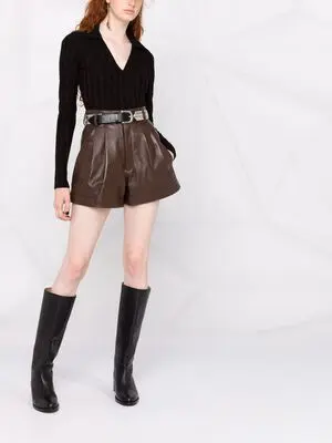 MANOKHI Jett Leather Shorts - Brown