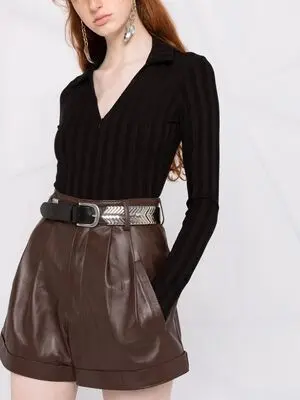 MANOKHI Jett Leather Shorts - Brown
