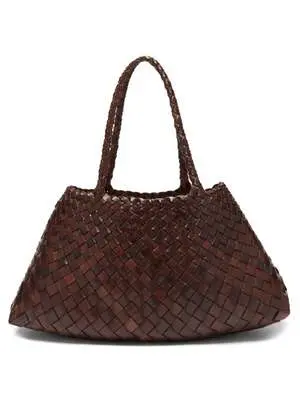 Dragon Diffusion Dragon Diffusion - Santa Croce Large Woven-leather Tote Bag - Womens - Dark Brown - Dark Brown