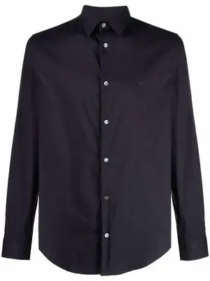 Emporio Armani Logo-patch Longsleeved Shirt - Blue