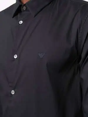 Emporio Armani Logo-patch Longsleeved Shirt - Blue