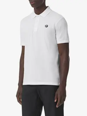 Burberry Monogram-embroidered Polo Shirt - White