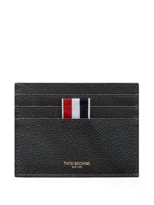 Thom Browne Rwb-stripe Pebbled Cardholder - Grey