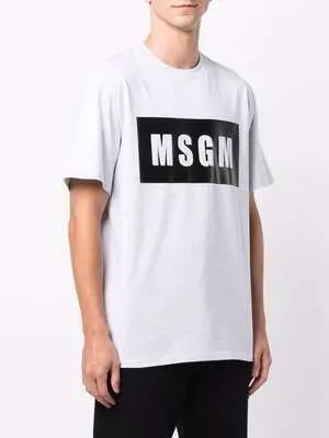 MSGM Logo-print Cotton T-shirt - Grey