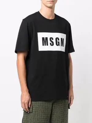 MSGM Logo-print Cotton T-shirt - Black