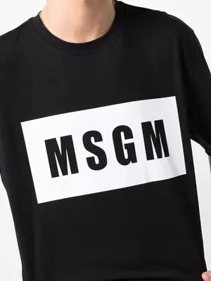 MSGM Logo-print Cotton T-shirt - Black