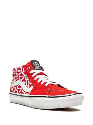VANS X Supreme Skate Grosso Mid Monogram Sneakers - Red