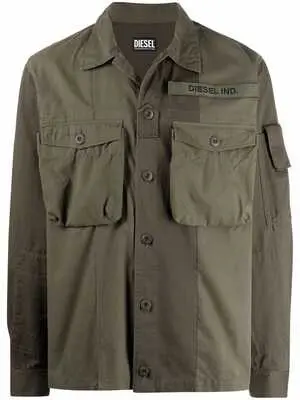 DIESEL® Khaki Cotton Blend Utility Shirt Jacket - Green