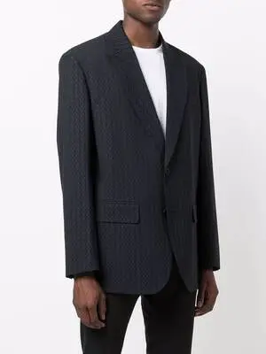 Valentino Garavani Monogram-jacquard Wool Jacket - Blue