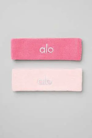 Alo Yoga Glow Sweatband (2-Pack) Pink Fuchsia/powder Pink