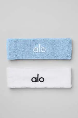 Alo Yoga Glow Sweatband (2-Pack) Tile Blue/white