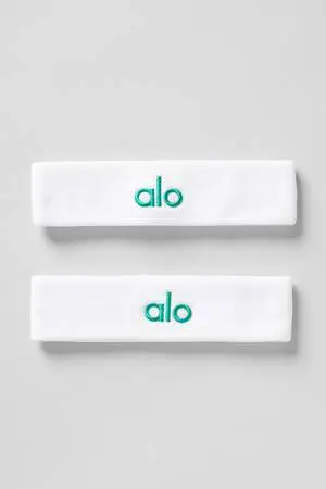 Alo Yoga Glow Headbands 2-pack - White/spruce Green