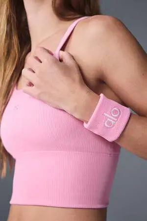 Alo Yoga ALO Glow Terry Wristband 2-Pack Sweet Pink/white