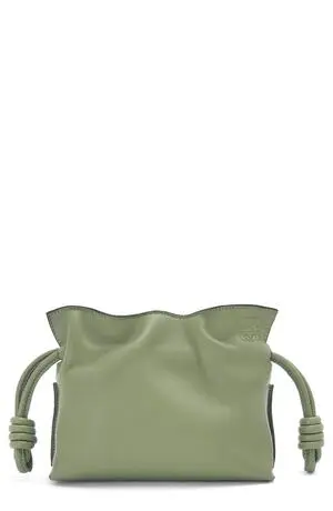 Loewe Nano Flamenco Leather Clutchgreen Rosemary