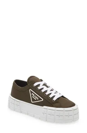 Prada Double Wheel Platform Sneakers Militare