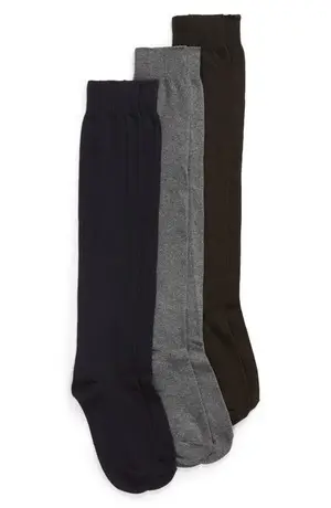 Hue 3-pack Flat Knit Knee-high Socks - Graphite Heather Pack